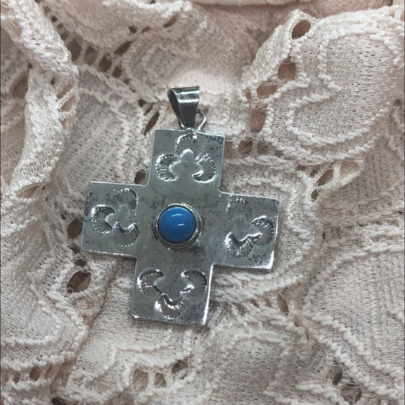 Jewelry | Vintage Mexico Silver Turquoise Cross Pendant | Poshmark